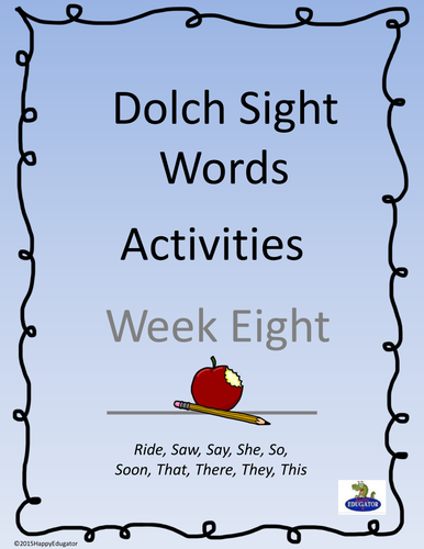 Dolch Sight Words Activities - Week 8 | Teaching Resources