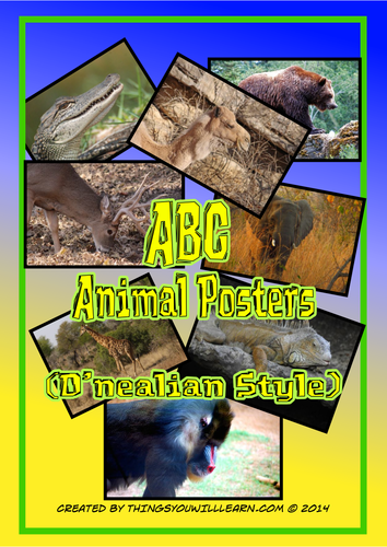 Alphabet Animal Posters D' Nealian Style | Teaching Resources