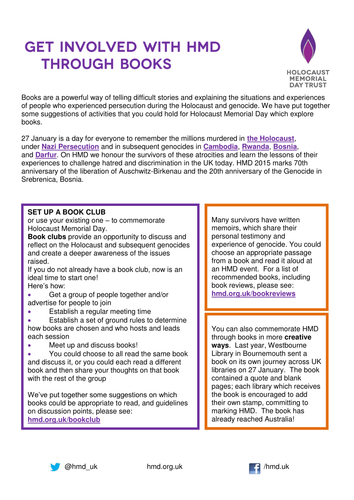 Holocaust Memorial Day 2016 through books or film | Teaching Resources