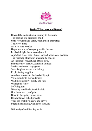 To the Wilderness and Beyond Poem | Teaching Resources