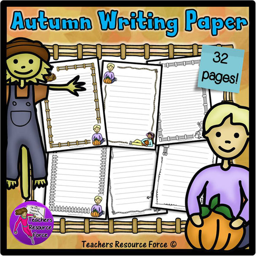 Autumn Themed Writing Paper: wide and tight lines, colour and black ...