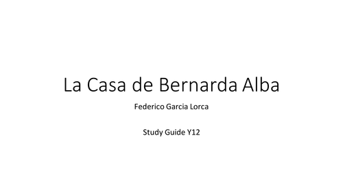 La Casa de Bernarda Alba, Study guide | Teaching Resources