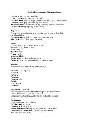 Basic Glossary For Non Literary Texts In English Teaching Resources