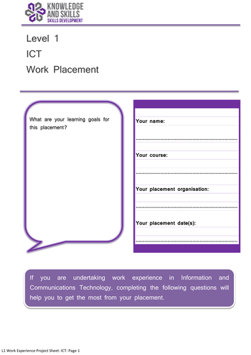 Level 1 Work Experience Project Information And Communications