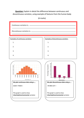 Continuous and discontinuous 6 mark question scaffold | Teaching Resources