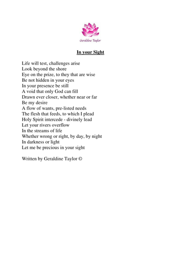 In Your Sight Poem | Teaching Resources