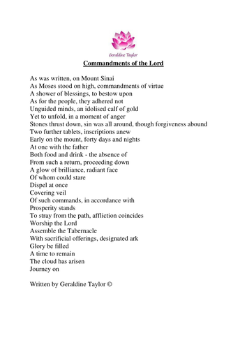 Commandments of the Lord poem | Teaching Resources