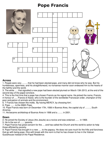 Pope Francis Cross Word | Teaching Resources