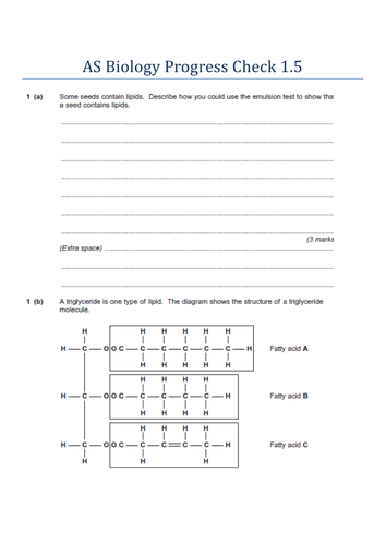 AQA A level Biology new spec 1.5 Lipids | Teaching Resources