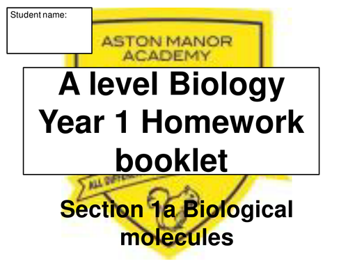 AQA A level Biology new spec Biological molecules revision booklet ... AQA A level Biology new spec Biological molecules revision booklet ...