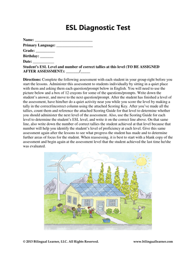 ESL Diagnostic Test with Scoring Key by - UK Teaching Resources - TES