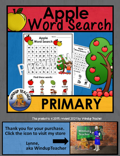 Apple Word Search *Easy for Primary | Teaching Resources