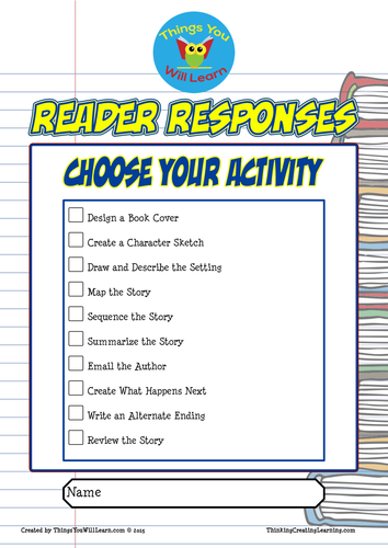 Reader Responses Choose Your Activity Pack (Short Fiction) | Teaching ...