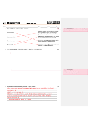 End of Unit Test and MarkScheme for Global Warming and Climate Change ...