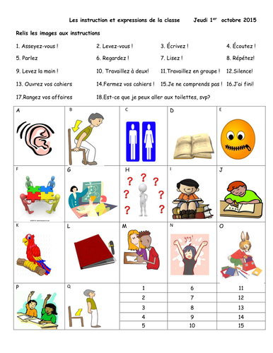 nstructions et expressions de la classe | Teaching Resources