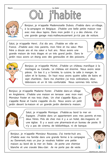 FRENCH - Where I live - Où j'habite - Revision - Worksheets | Teaching ...