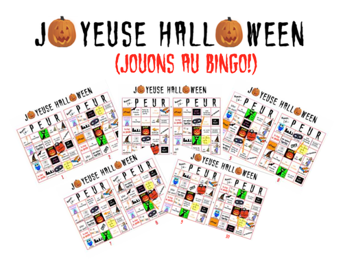 10 French Bingo Cards for Hallowe'en | Teaching Resources