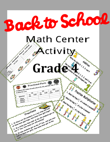 Back to School Math Task Cards 3rd-4th Grade | Teaching Resources