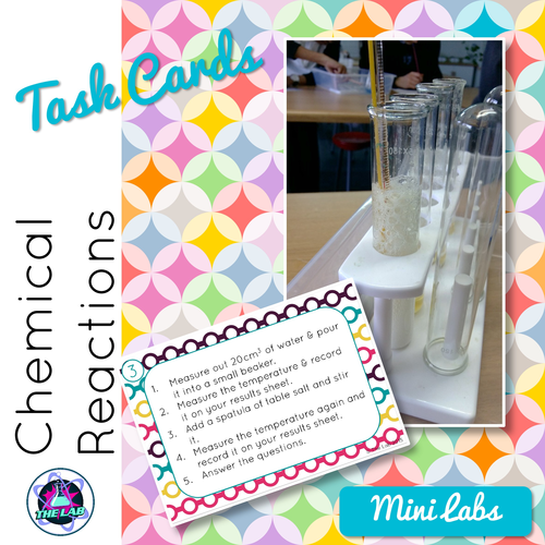 Chemical Reactions Task Cards for Mini Labs | Teaching Resources