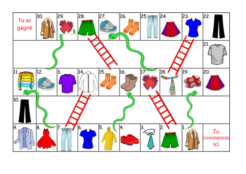 FRENCH ~ Les Vêtements board game by labellaroma - Teaching Resources - Tes