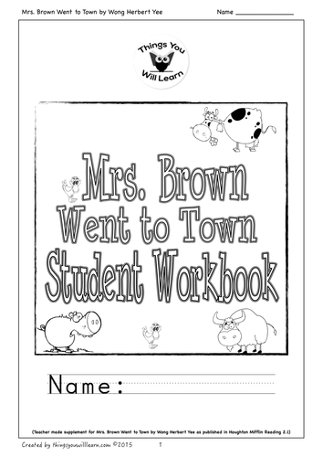 Mrs. Brown Went to Town Student Workbook | Teaching Resources