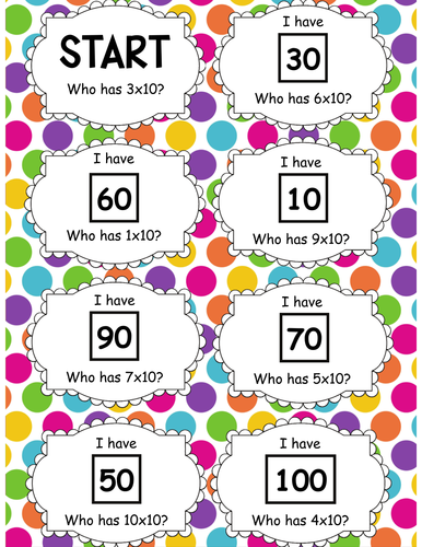 10 Times Table Follow Me Cards | Teaching Resources