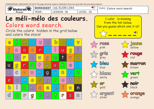 FRENCH-3RD/4TH GRADE-AT SCHOOL: Colors/ Les couleurs/ Colors word ...