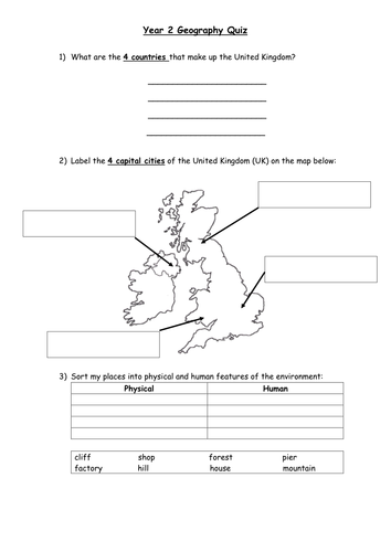 KS1 Geography Test New Curriculum | Teaching Resources