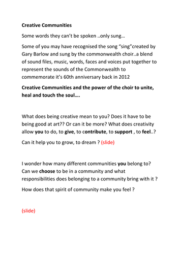 CREATIVE COMMUNITIES | Teaching Resources