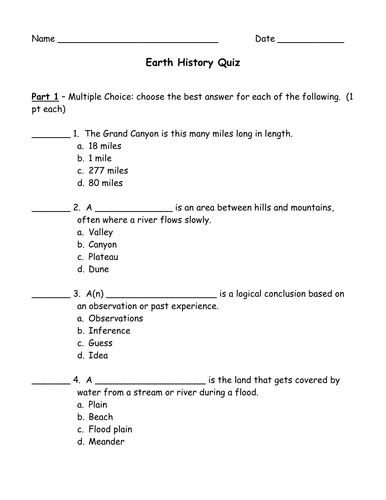 Earth Science Quiz | Teaching Resources