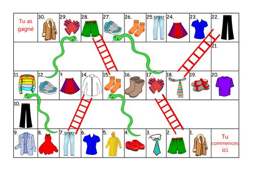 FRENCH - Clothes - Les Vêtements board games | Teaching Resources