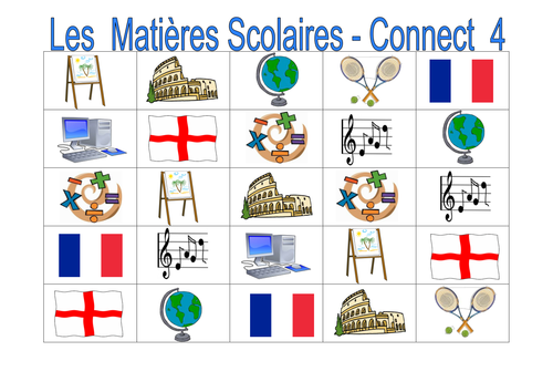 FRENCH~SPANISH~GERMAN ~ School Subjects ~ Connect 4 | Teaching Resources