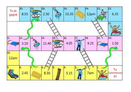 FRENCH - My daily Routine and Time Games | Teaching Resources