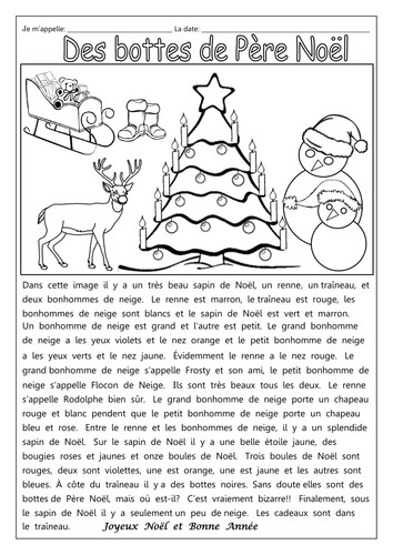 FRENCH - CHRISTMAS - Les bottes de Père Noël - Comprehension ...