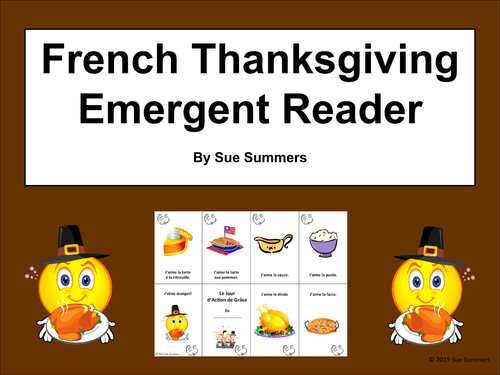 French Thanksgiving Emergent Reader Booklet 3 Designs | Teaching Resources