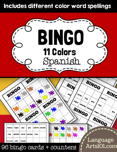 Bingo Los Colores en Español | Bingo Game The Colours in Spanish ...