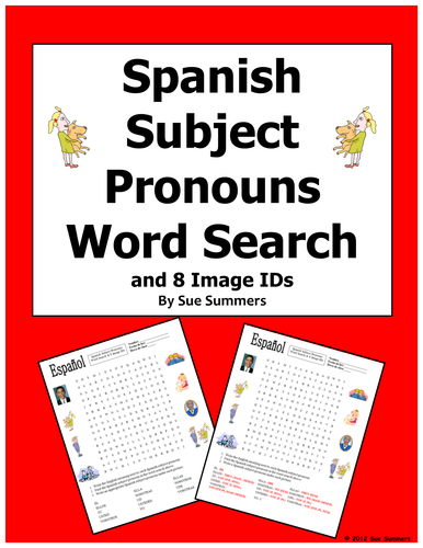 Spanish Subject Pronouns Word Search and Image IDs | Teaching Resources