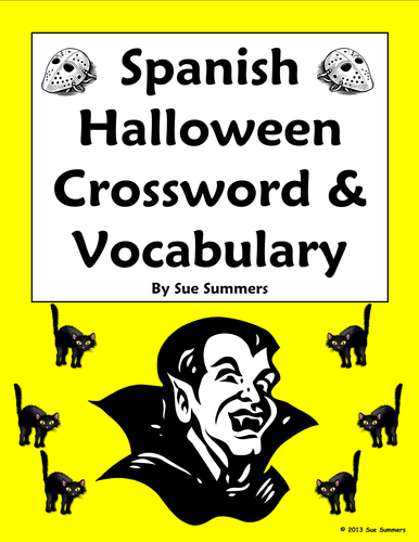 Spanish Halloween Crossword, Image IDs and Vocabulary Reference - 35 ...