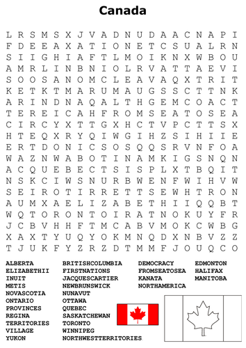 Canada Word Search and Colour with Map | Teaching Resources
