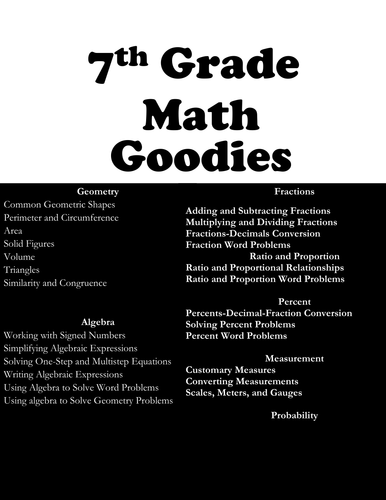 7th Grade Math Goodies | Teaching Resources