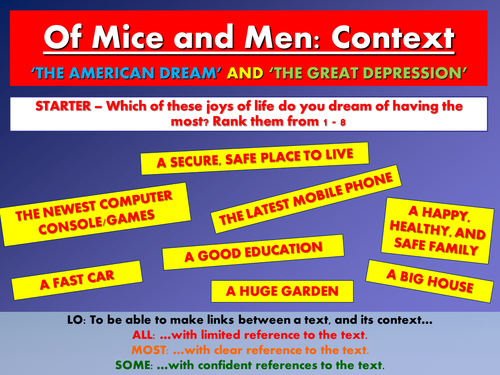 Of Mice and Men - Context: The American Dream and The Great Depression ...