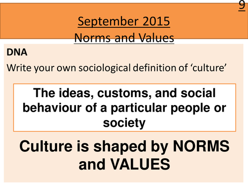 Sociology H580 / H180 Lesson 3 Norms and Values 2015 by he4therlouise ...