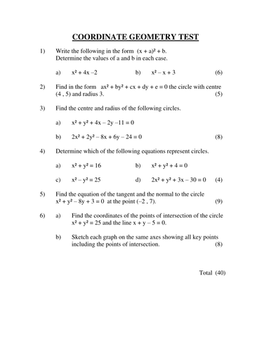 Coordinate Geometry - CORE 1 | Teaching Resources