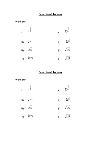 Fractional Indices Homework | Teaching Resources Fractional Indices Homework | Teaching Resources