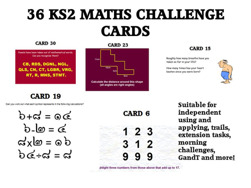 maths challenge cards KS2 by erylands - Teaching Resources - TES