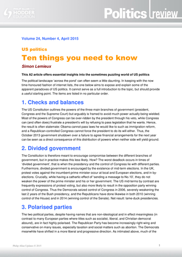 Politics Review Extras Resources - 10 things you need to know about US ...
