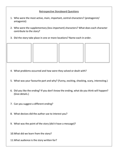 Retrospective Storyboard Questions- Alan Peat | Teaching Resources