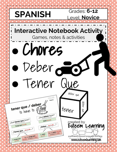 Spanish Lesson on Chores - Quehaceres, Tener Que & Deber | Teaching ...
