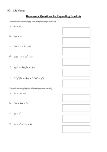 C1 expanding Brackets with Answers | Teaching Resources