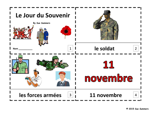 French Remembrance Day 2 Emergent Reader Booklets - Le Jour du Souvenir ...